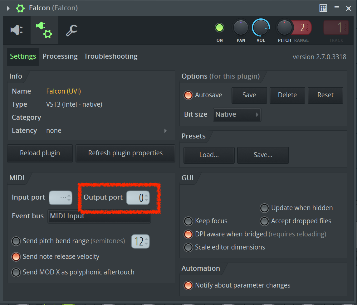 Falcon: Using MIDI Output – UVI Support