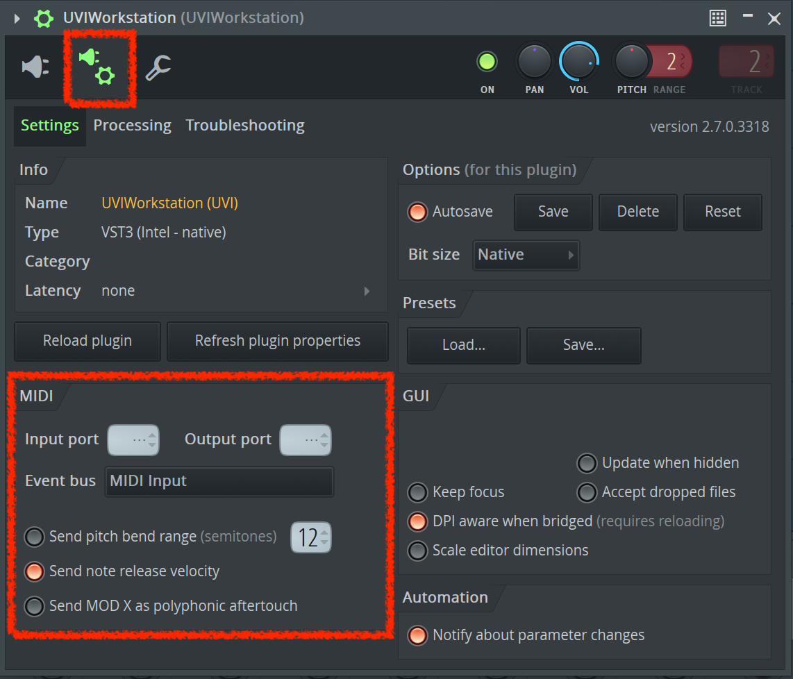 Falcon: Using MIDI Output – UVI Support