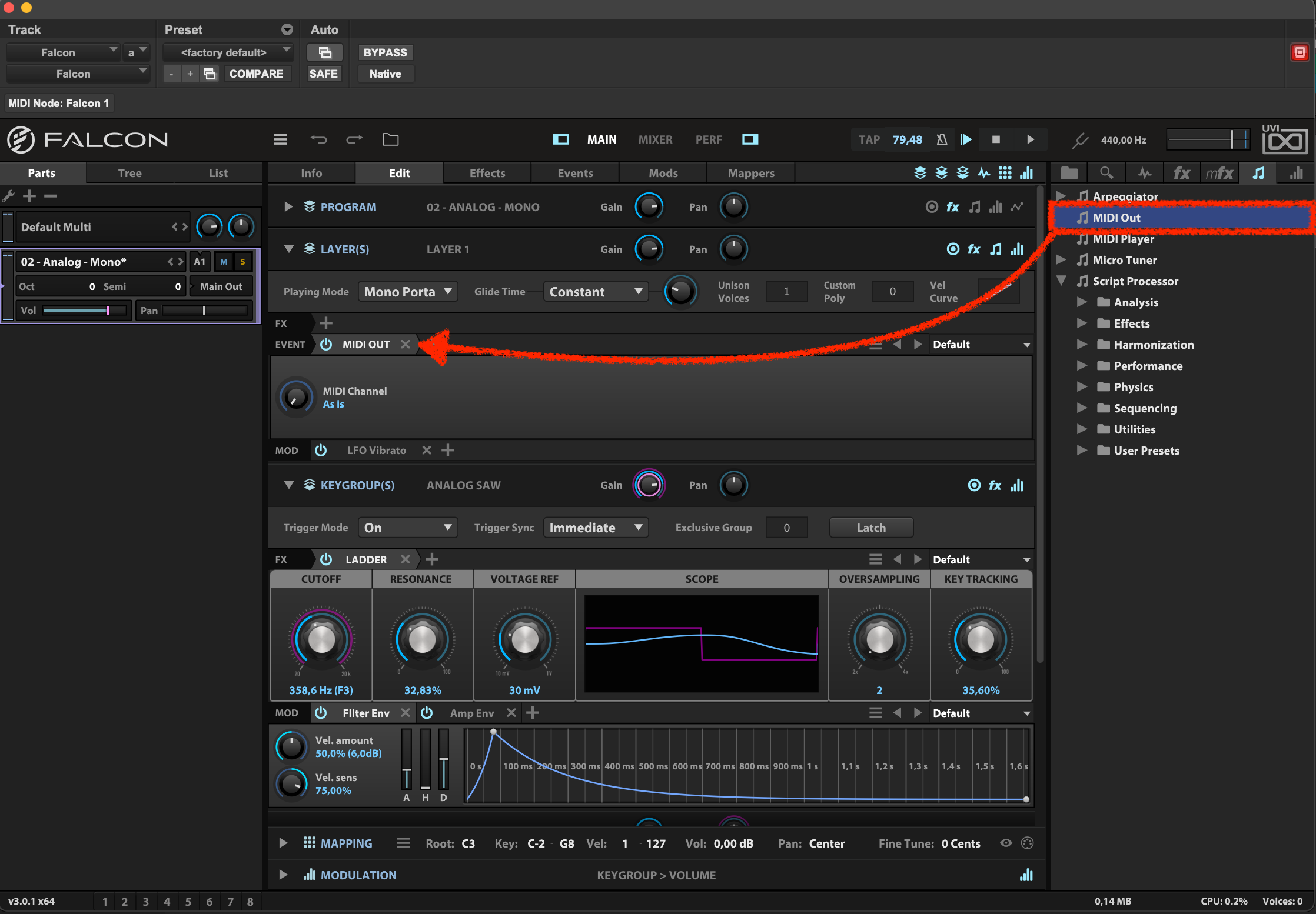 Falcon: Using MIDI Output – UVI Support