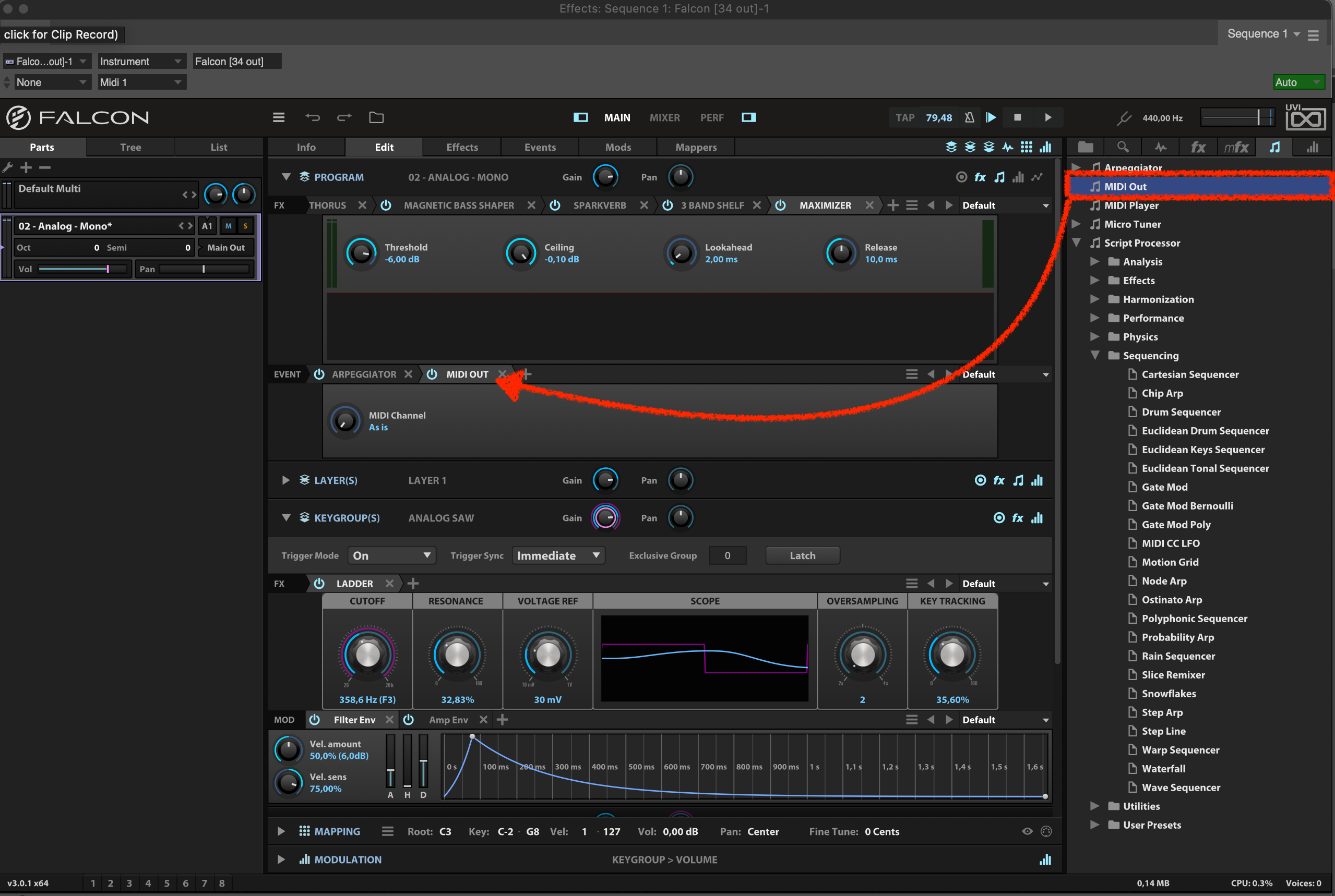 Falcon: Using MIDI Output – UVI Support