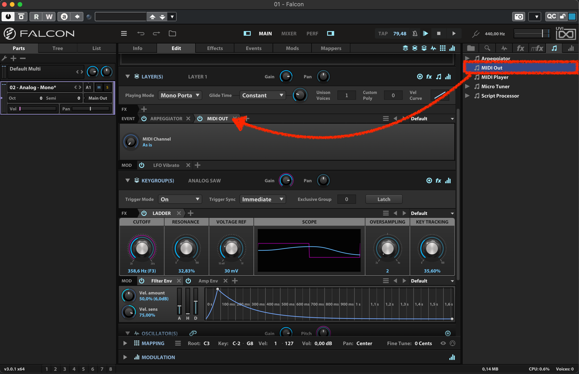 Falcon: Using MIDI Output – UVI Support